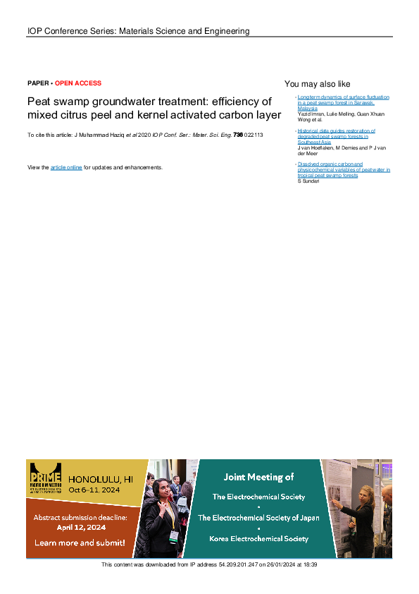 (PDF) Peat swamp groundwater treatment: efficiency of mixed citrus peel ...