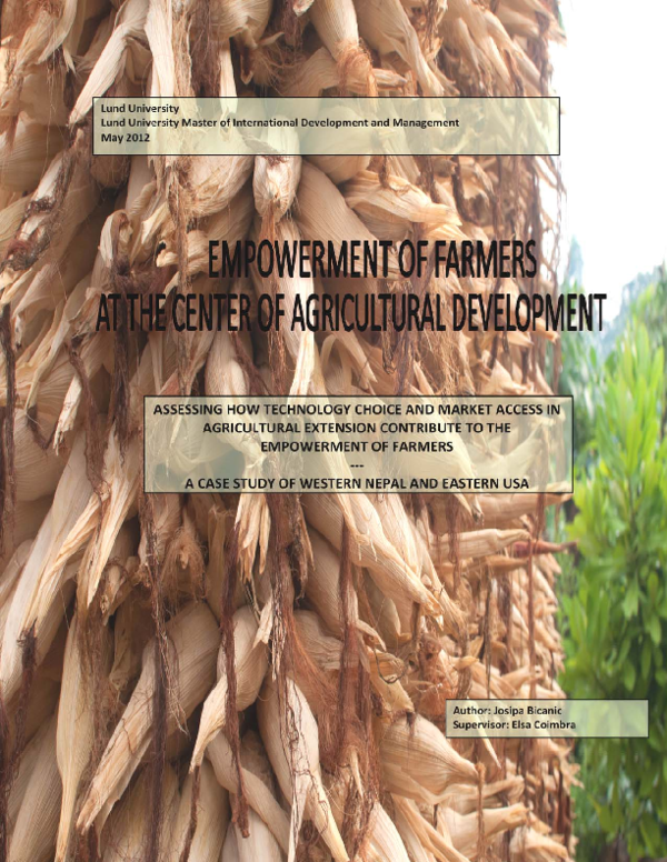 (PDF) Empowerment of Farmers at the Center of Agricultural Development