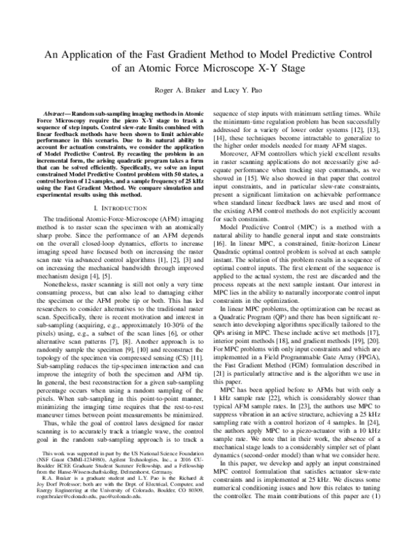(PDF) An application of the fast gradient method to model predictive control of an atomic force ...