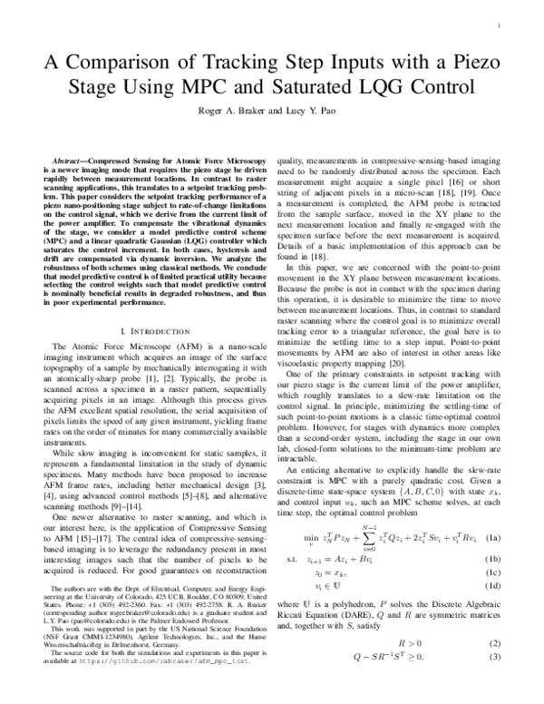 (PDF) A Comparison of Tracking Step Inputs with a Piezo Stage Using MPC ...