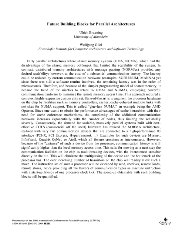 (PDF) Future building blocks for parallel architectures | Ulrich ...