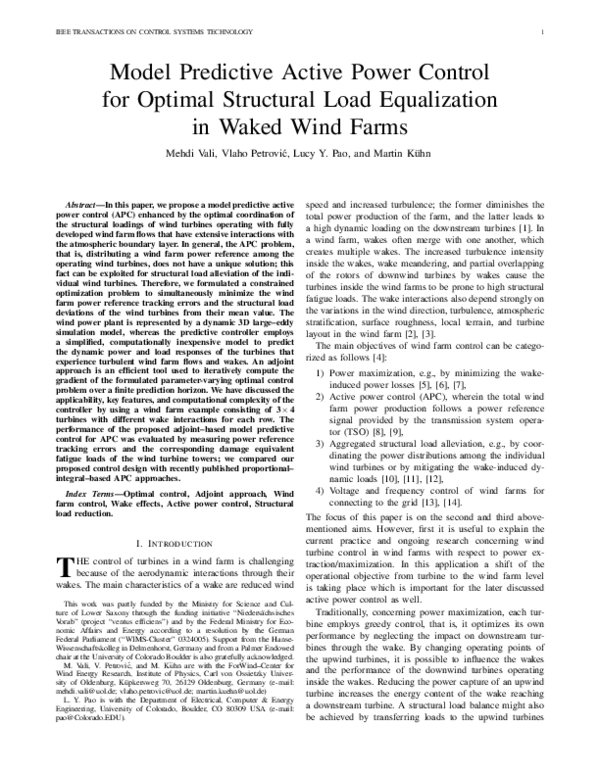 (PDF) Model Predictive Active Power Control for Optimal Structural Load Equalization in Waked ...