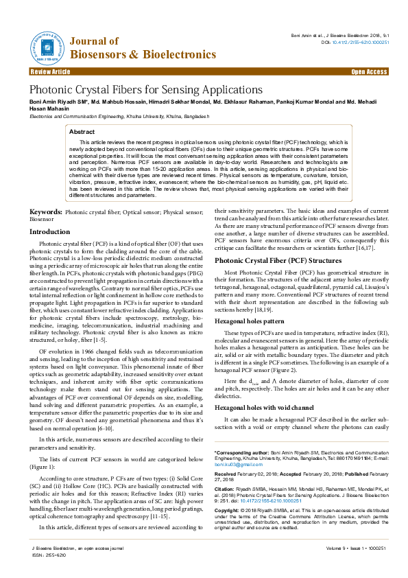 (PDF) Advancements in Photonic Crystal Fiber Sensing Applications