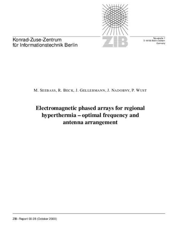 (PDF) Electromagnetic phased arrays for regional hyperthermia: optimal frequency and antenna ...