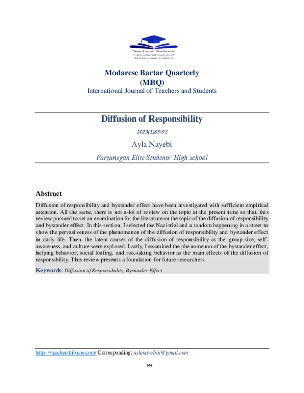 (PDF) Diffusion of Responsibility