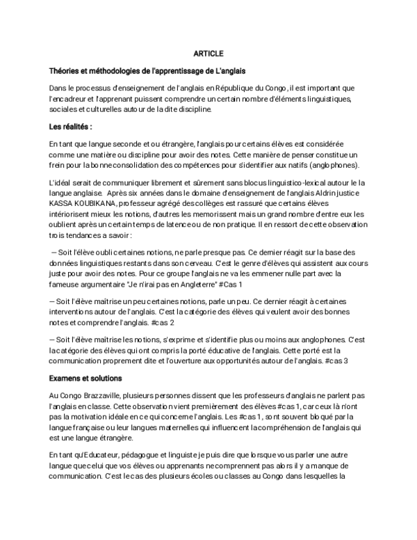 (PDF) Théories et méthodologies de l'apprentissage de L'anglais Dans le processus d'enseignement ...