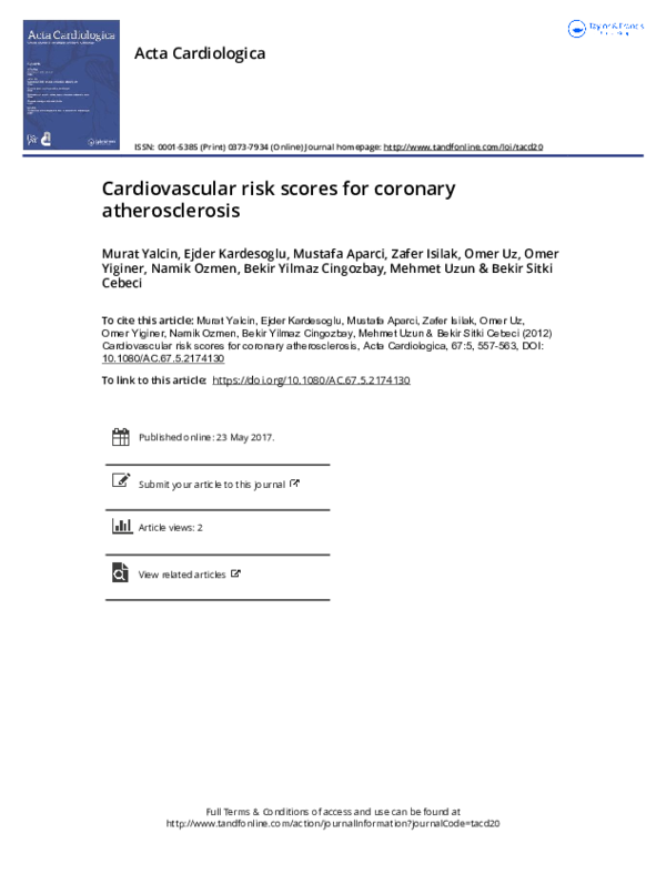 (PDF) Cardiovascular risk scores for coronary atherosclerosis