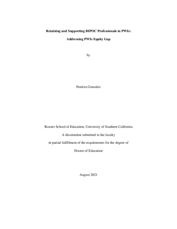(PDF) Retaining and Supporting BIPOC Professionals in PWIs- Addressing ...