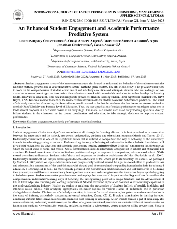 (PDF) An Enhanced Student Engagement and Academic Performance Predictive System