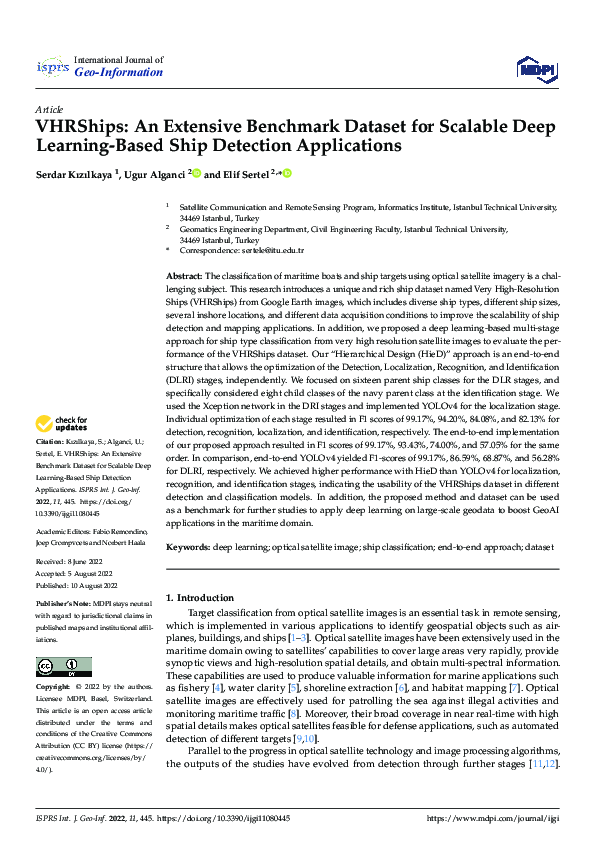 (PDF) VHRShips: An Extensive Benchmark Dataset for Scalable Deep Learning-Based Ship Detection ...