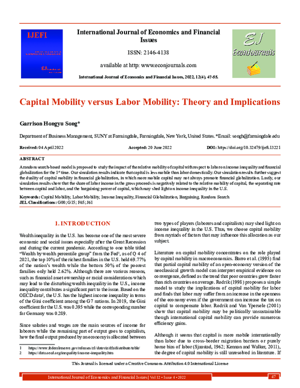 (PDF) Capital Mobility vs. Labor Mobility:Theory and Implications