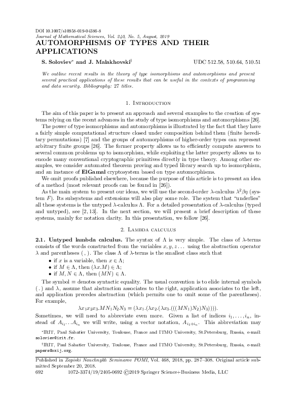 (PDF) Automorphisms of Types and Their Applications