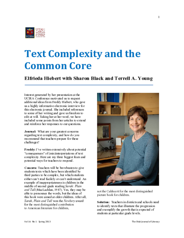 (PDF) Text Complexity and the Common Core