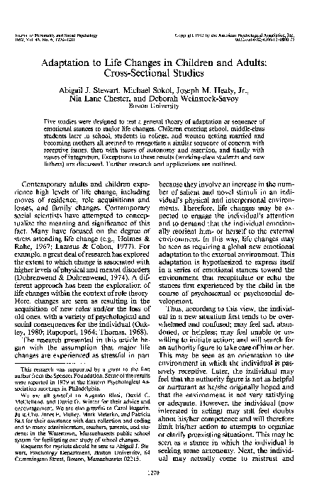 (PDF) Adaptation to life changes in children and adults: Cross ...