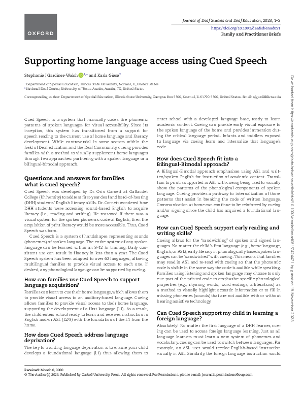 (PDF) Supporting home language access using Cued Speech