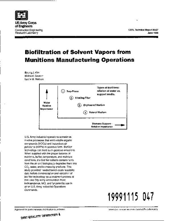 (PDF) Biofiltration of Solvent Vapors from Munitions Manufacturing ...