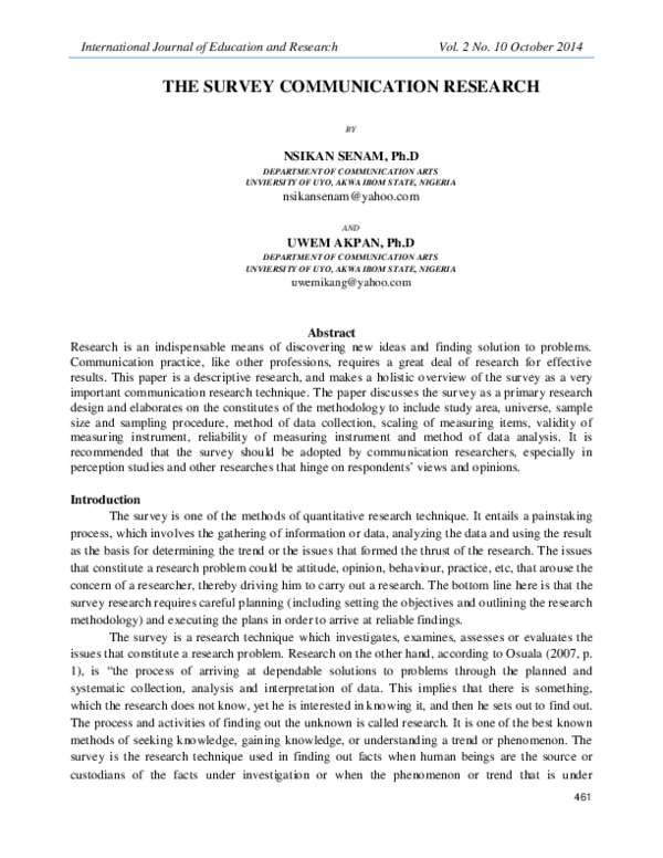 (PDF) The Survey Communication Research