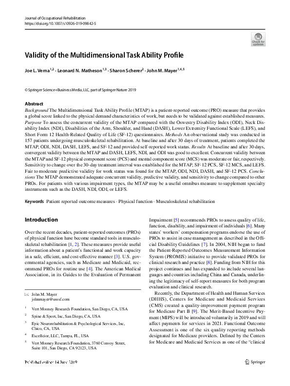 (PDF) Validity of the Multidimensional Task Ability Profile