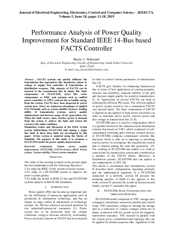 (PDF) Performance Analysis of Power Quality Improvement for Standard ...