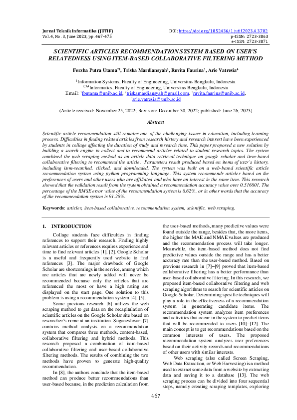 (PDF) Scientific Articles Recommendation System Based on User’s ...