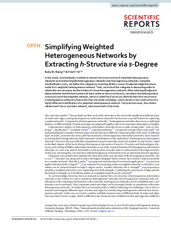 (PDF) Simplifying Weighted Heterogeneous Networks by Extracting h ...