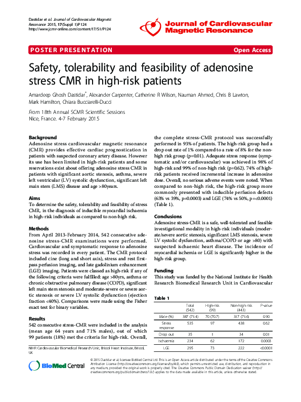 (PDF) Safety, tolerability and feasibility of adenosine stress CMR in ...