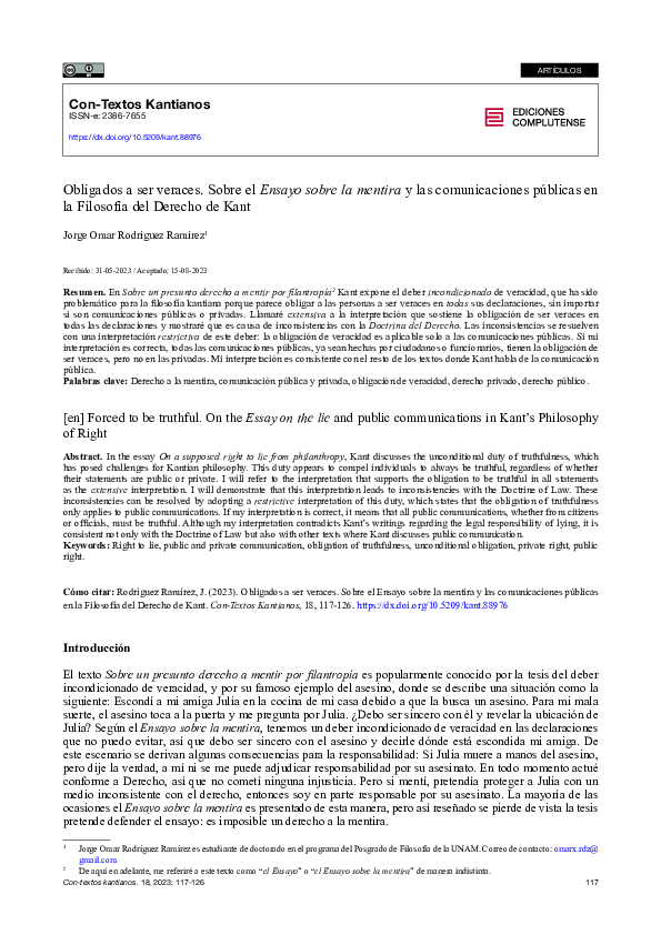 (PDF) Obligados a ser veraces