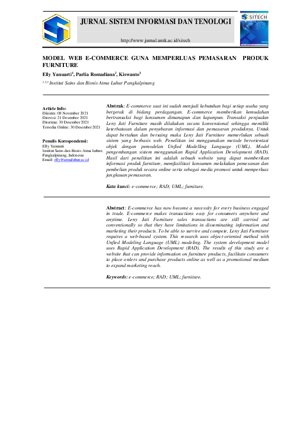 (PDF) Model Web E-Commerce Guna Memperluas Pemasaran Produk Furniture