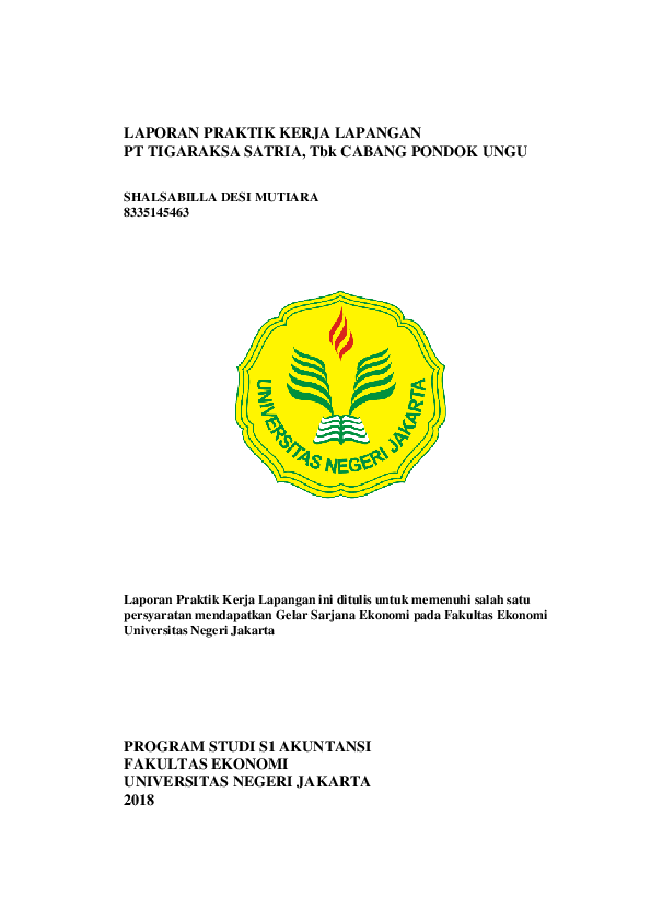 (PDF) LAPORAN PRAKTIK KERJA LAPANGAN PT TIGARAKSA SATRIA, Tbk CABANG PONDOK UNGU | Desi Mutiara ...