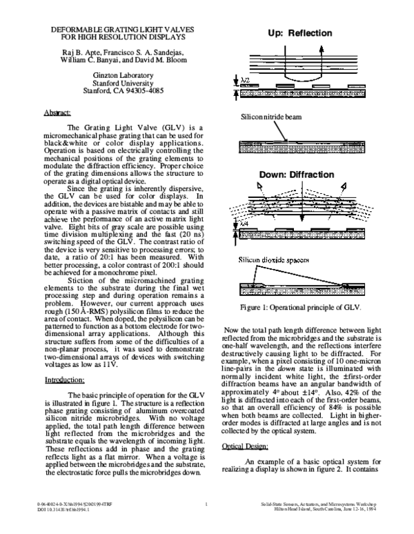 (PDF) A Heuristic Approach to the Electromechanical Modelng of Mems Beams