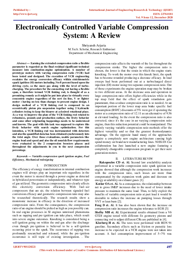 (PDF) Electronically Controlled Variable Compression System: A Review