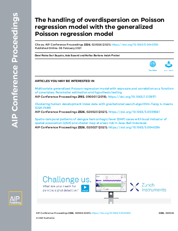 (PDF) The handling of overdispersion on Poisson regression model with the generalized Poisson ...