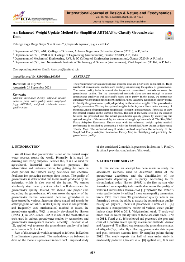 (PDF) An Enhanced Weight Update Method for Simplified ARTMAP to ...
