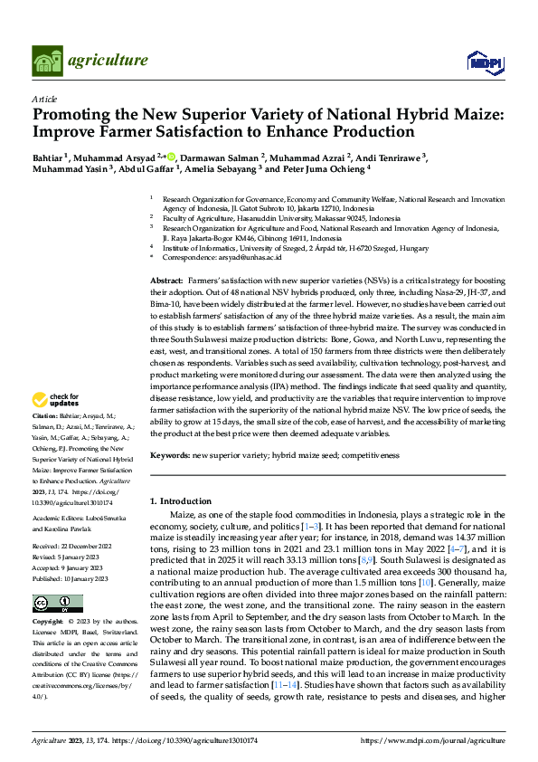 (PDF) Promoting the New Superior Variety of National Hybrid Maize: Improve Farmer Satisfaction ...
