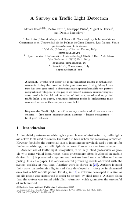 (PDF) A Survey on Traffic Light Detection