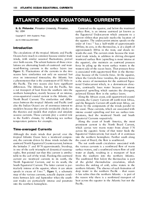 (PDF) Atlantic Ocean Equatorial Currents