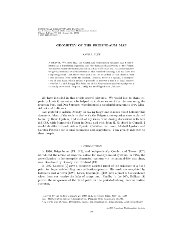 (PDF) Geometry of the Feigenbaum map