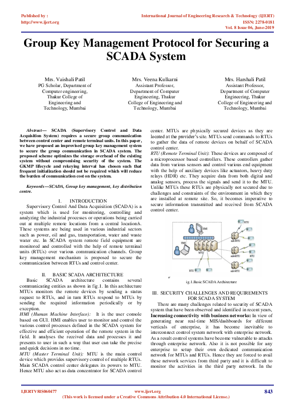 (PDF) Group Key Management Protocol for Securing a SCADA System