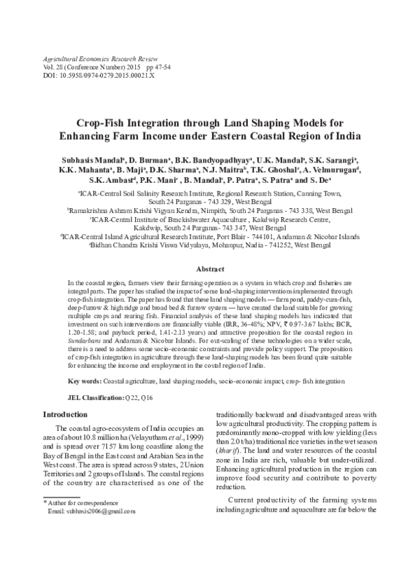 (PDF) Crop-Fish Integration through Land Shaping Models for Enhancing ...