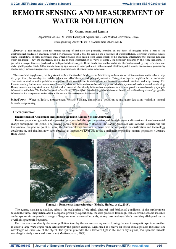 (PDF) Remote Sensing and Measurement of Water Pollution