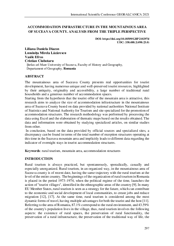 (PDF) Accommodation Infrastructure in the Mountainous Area of Suceava ...