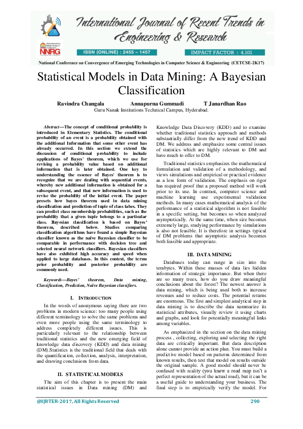 (PDF) Bayesian Classification in Data Mining