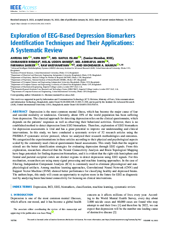 (PDF) Exploration of EEG-Based Depression Biomarkers Identification Techniques and Their ...
