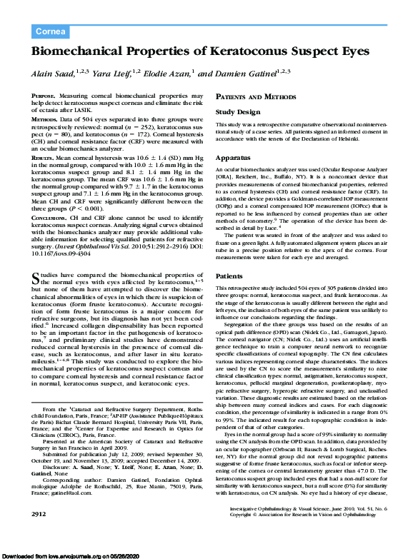 (PDF) Biomechanical Properties of Keratoconus Suspect Eyes