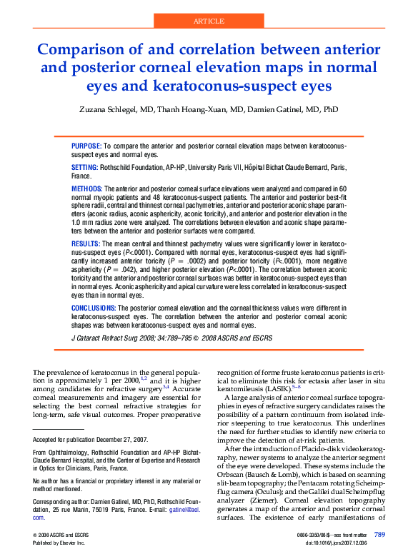 (PDF) Comparison of and correlation between anterior and posterior ...