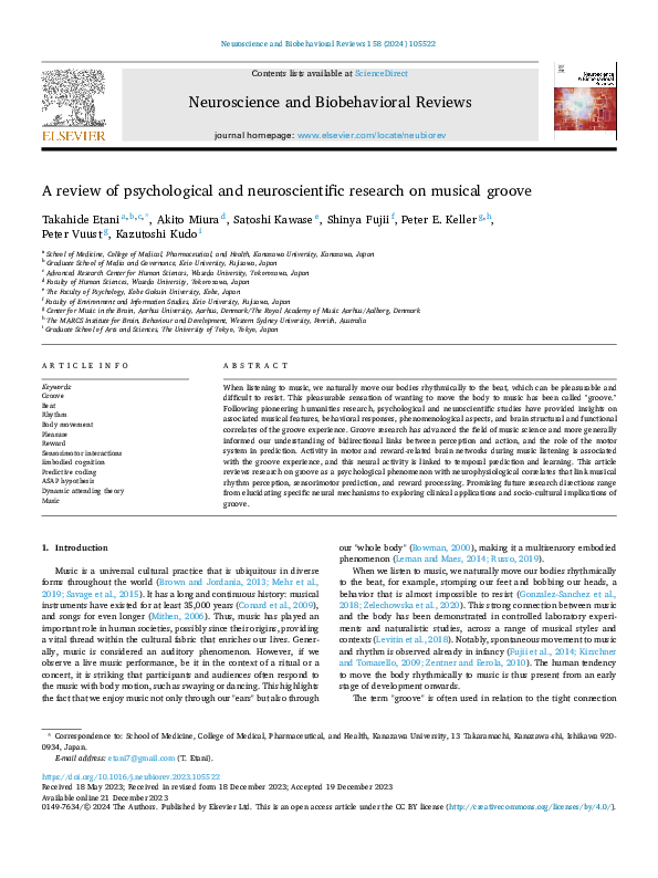 (PDF) A review of psychological and neuroscientific research on musical ...