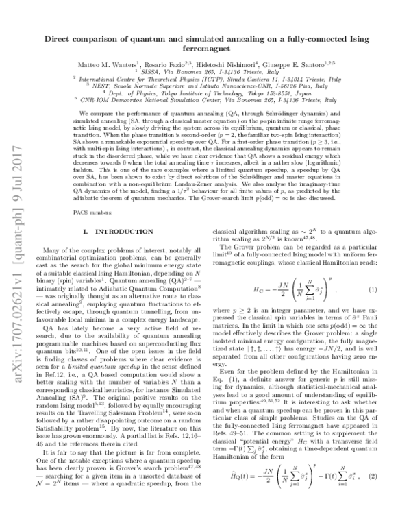 (PDF) Direct comparison of quantum and simulated annealing on a fully ...