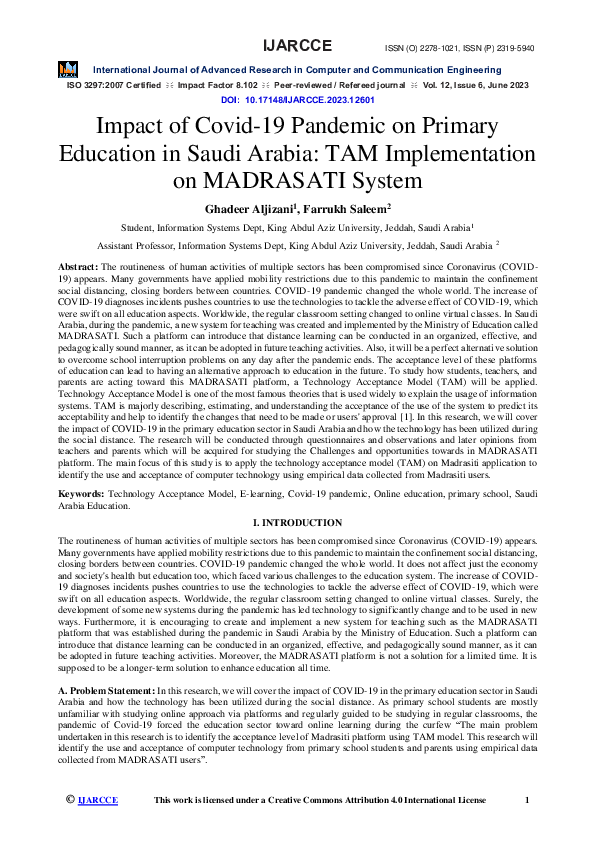 (PDF) Impact of Covid-19 Pandemic on Primary Education in Saudi Arabia ...