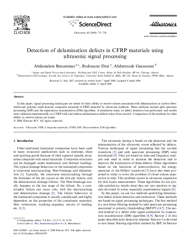 Pdf Detection Of Delamination Defects In Cfrp Materials Using