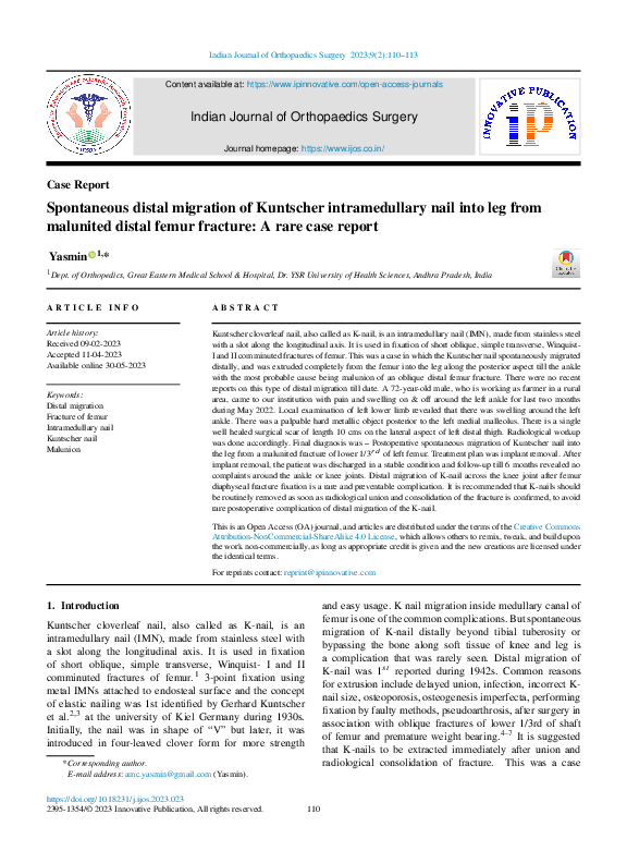 (PDF) Spontaneous distal migration of Kuntscher intramedullary nail ...